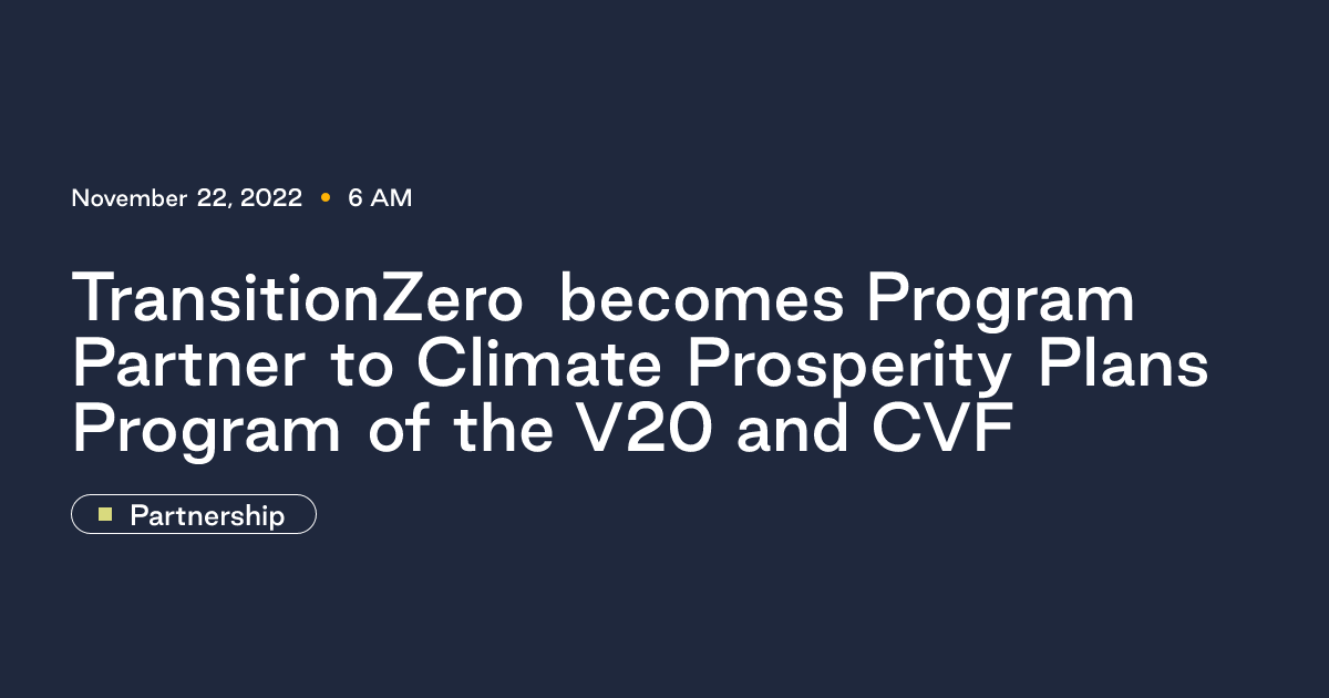 TransitionZero becomes Program Partner to Climate Prosperity Plans
