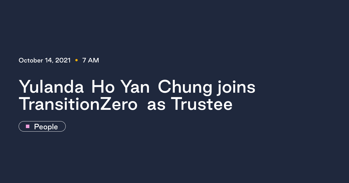 Yulanda Ho Yan Chung joins TransitionZero as Trustee
